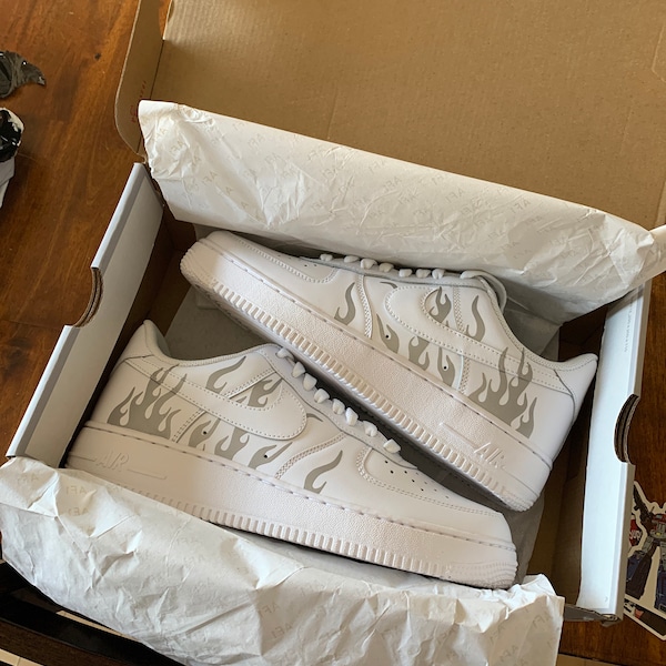 Reflective Flames Black Nike Air Force 1 | Custom Air Force 1s One | 3m ...