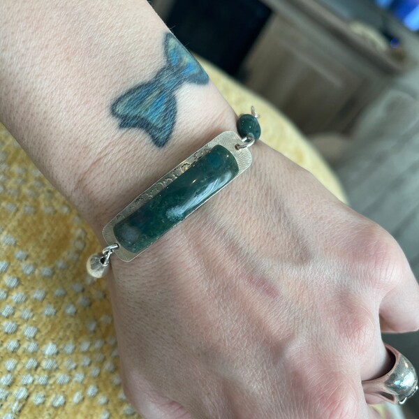 Green Variscite Jasper Pendent, Chyrsophase Accent, Sterling Silver ...