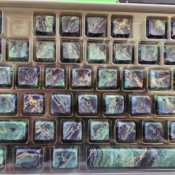 Green Marble Keycaps | 109 Cherry or XDA Profile Keys for Mechanical ...
