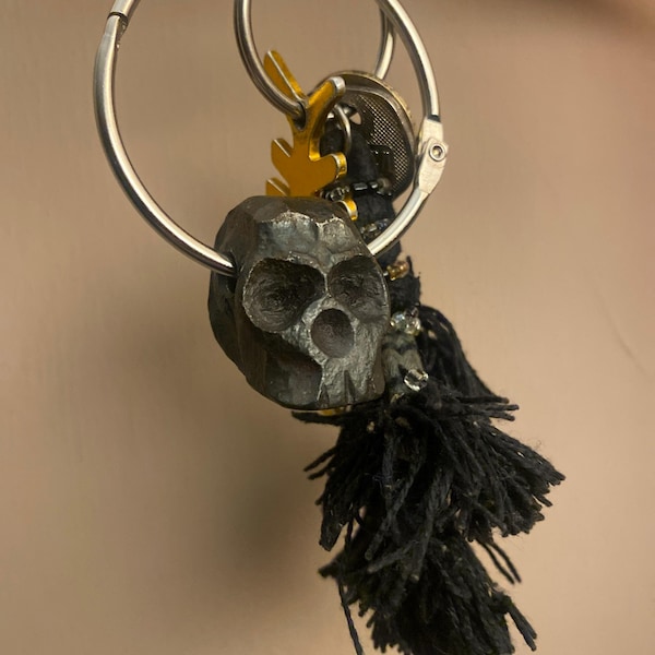 Hand Forged Sculpted Metal Skull Keyring / Keychain - Etsy