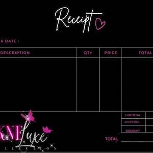 Cute Receipt Template Ediatble Canva Thank You Card - Etsy