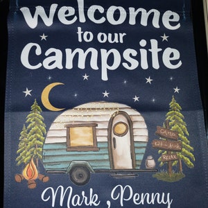 Welcome to Our Campsite Flag, Personalized Camping Sign, Couple ...