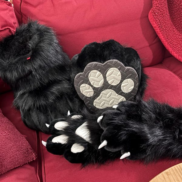 Black and White Outdoor Fursuit Feet Paws and Hand Paws Set, Cosplay ...