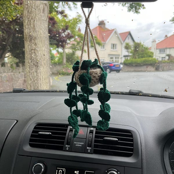 Pothos Plant Crochet Pattern, Car Hanging Plant Pattern, Car Hanging ...