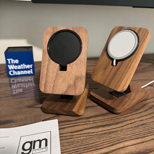 Walnut Wood Magsafe Charger Stand: Modern iPhone Dock Fractal Dock F2.1 ...