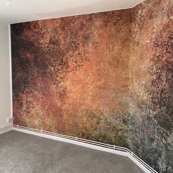 Rusty Copper Metal Wallpaper Peel and Stick Industrial Distress Wall ...