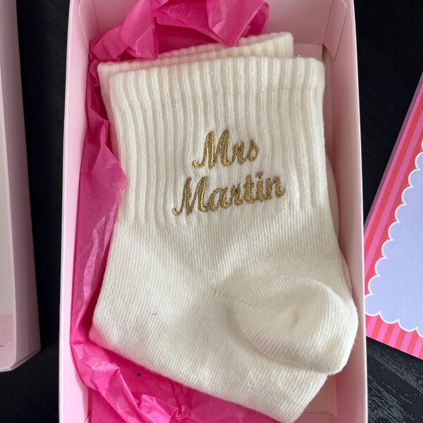 Custom Wedding Socks Silver Embroidered Custom Bride Socks Bridesmaid ...