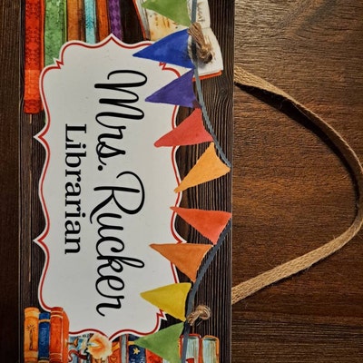 Library or Reading Nook Door Sign Personalized Librarian Office Sign - Etsy