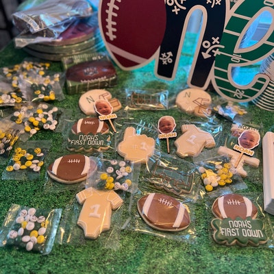 Football Themed Cookies/ First Down Birthday Cookies/ First Down ...