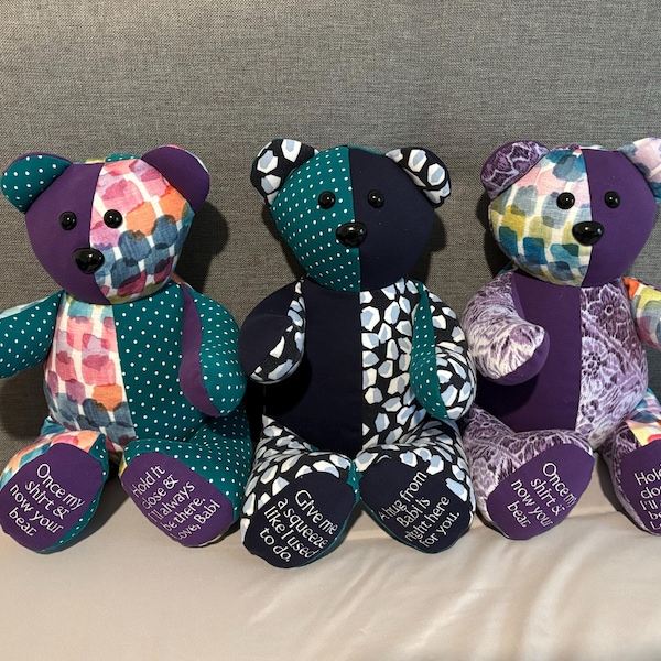 Memory Bear, Remembrance Bear, Custom Keepsake Bear, Memorial Bear ...