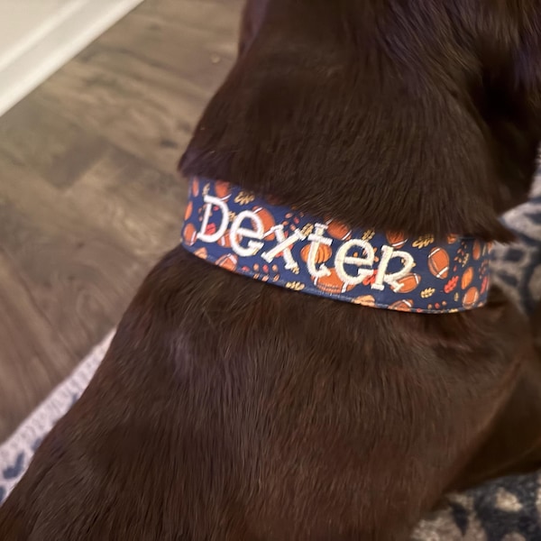 Football Dog Collar, Personalized Dog Collar by Duke & Fox, Custom Dog ...