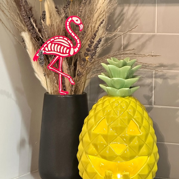 Spooky Halloween Skeleton Flamingo - Planter Stake - Etsy