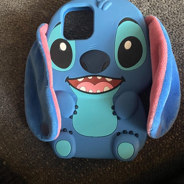 Stitch Phone Case, Soft Plush & Silicone iPhone Cover, Fur Ear Design ...