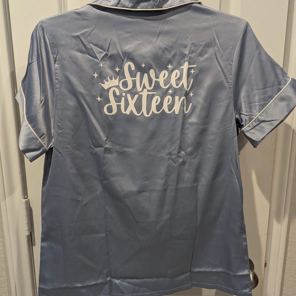 Sweet Sixteen Pajamas, Birthday Party Monogram Satin Pajamas Set ...