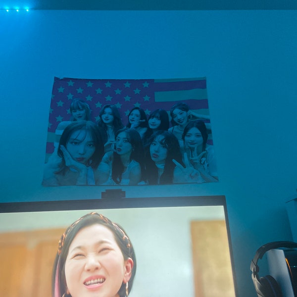 TWICE Members America Flag Banner, TWICE Group Photo Kpop Flag Tapestry ...