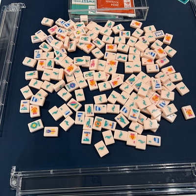 Embroidered Monogram Mahjong Tile Mat - Etsy