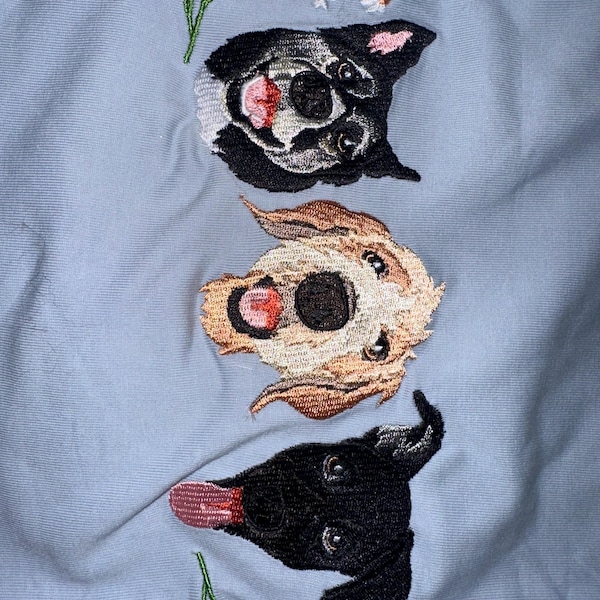 Custom Dog Face Embroidered Sweatshirt, Pet Photo Embroidered Hoodie ...