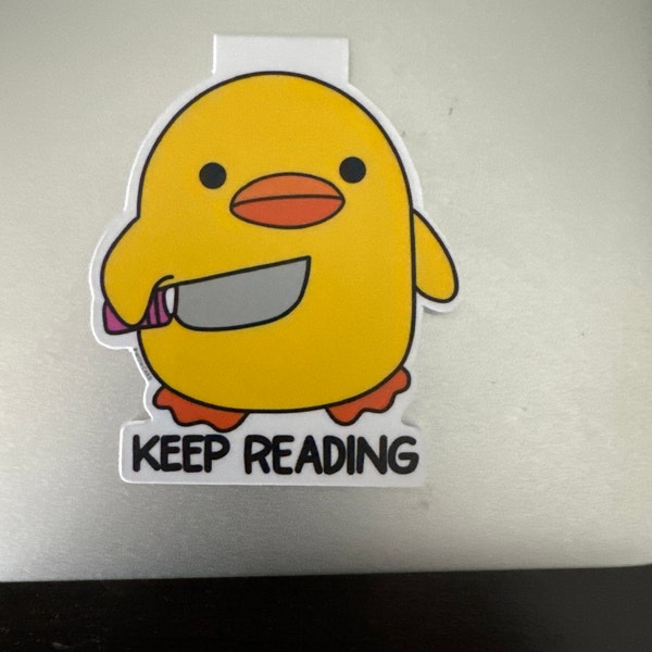 Chick Duck With Knife Magnetic Bookmark, Duck Meme Bookmarks, Handmade ...