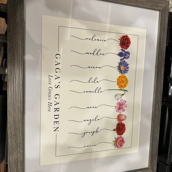 Grammys Garden Sign Framed Grandma Flower Sign Grammy's Flowers Mother ...