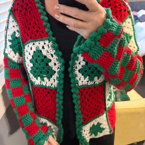 Christmas Crochet Cardigan Pattern: PDF Crochet Cardigan Pattern, Holiday Sweater, Size ...