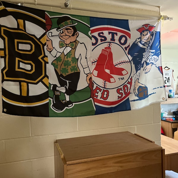 Boston New England Sports Teams Banner Flag Red Sox Bruins Patriots ...