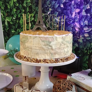 Vintage World Map Edible Cake Wrap or Pinwheel and Congrats - Etsy