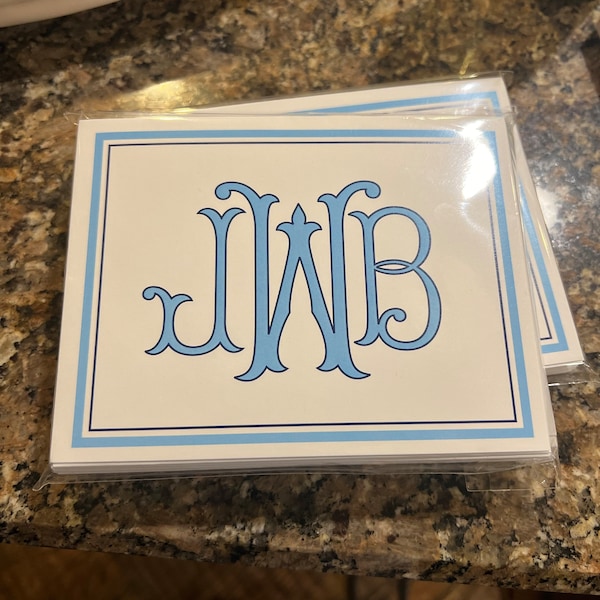 Personalized Monogrammed Notecards; Stationery Set With 24 Envelopes ...