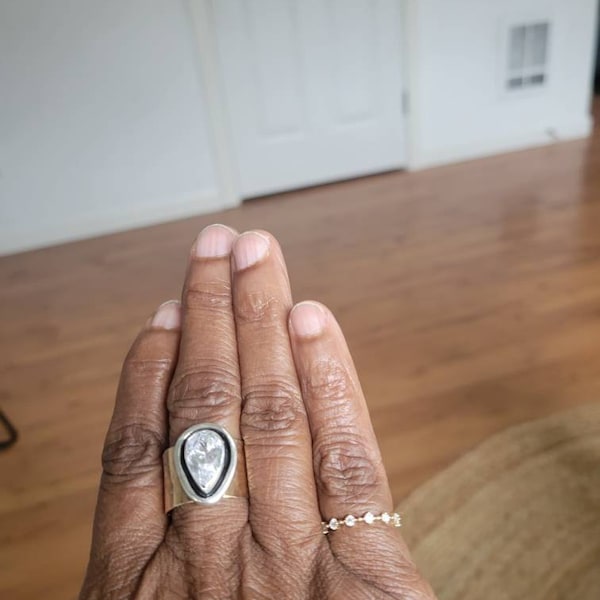 Bezel Hexagon Engagement Ring, Moissanite Wedding Ring, Statement Ring ...