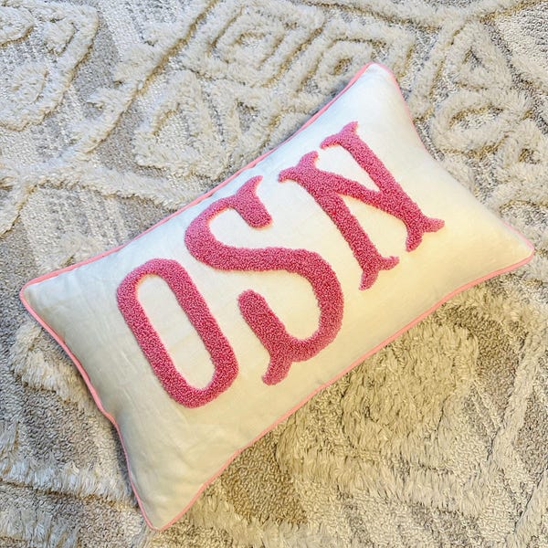 Custom Monogram Pillow Cover With Punch Needle Embroidery, Personalized ...