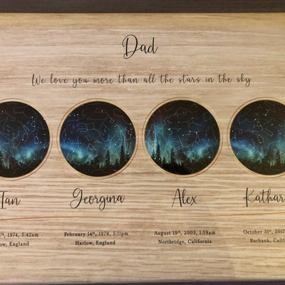 Star Map GIFT FOR DAD, Fathers Day Gift, Mothers Day Gift, Custom 2 3 4 ...