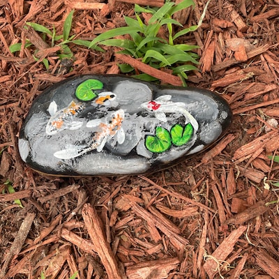 Koi Fish Painted Rocks Yard Decoration - Etsy