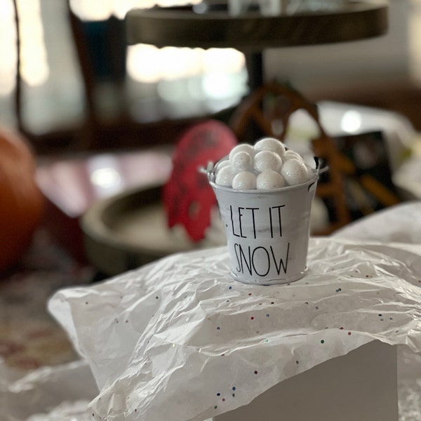 Let It Snow | Mini Bucket of Snowballs | Mini Pail of Snowballs | Rae ...