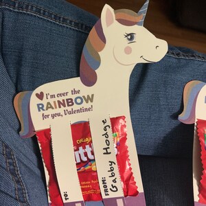 Rainbow Unicorn Valentines Printable DIY Instant Download Skittles ...