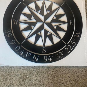 Custom Metal Compass Coordinates Sign Any Location - Etsy