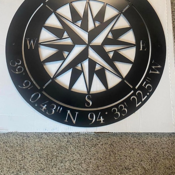 Custom Metal Compass Coordinates Sign - Any Location! - Etsy