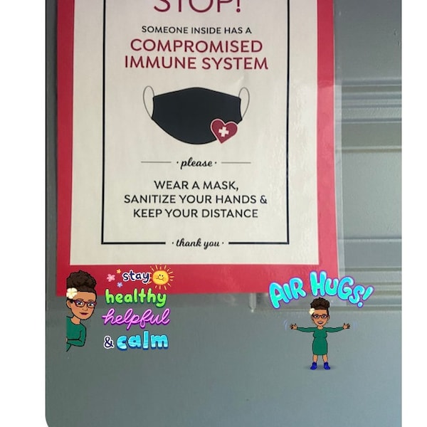 STOP Immunocompromised Person Inside Printable Sign ~ Wear a Mask Keep ...