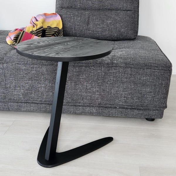 C Shaped Black End Side Table, Round C Coffee Table Livingroom ...