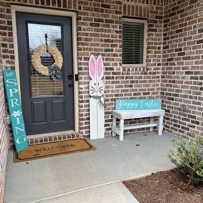 Wooden Spring Porch Sign Rustic Welcome Sign Farmhouse Welcome Sign ...