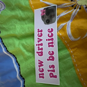 New Driver Pls Be Nice Bumper Sticker AND Magnet Funny Meme Sticker 8.7 ...