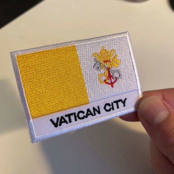 Vatican City Flag Embroidered Iron / Sew on Patch Pope Rome Italy ...