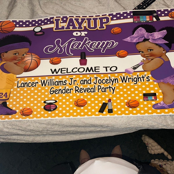 Layup or Makeup Gender Reveal Welcome Sign-layup or Makeup Sign-welcome ...