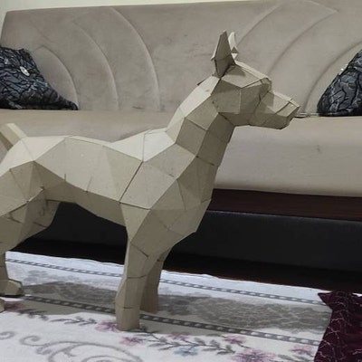 Doberman Stand & Sit Papercraft, Dog Low Poly, Papercraft, Papercraft ...