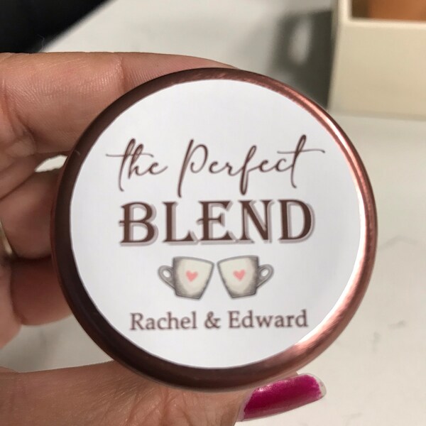 The Perfect Blend Stickers, Coffee Favor Sticker, Wedding or Bridal ...