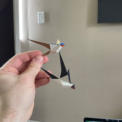 Swallow Make Your Own Low Poly Bird on Fly, Geometric Bird, Paper ...