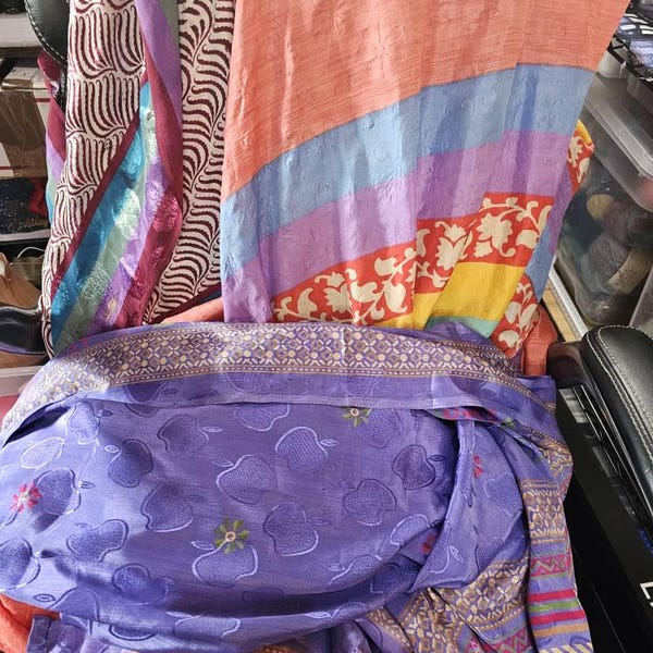 Indian Recycled Silk Sari , Art Silk Sari Fabric Used Bundle for Nuno ...