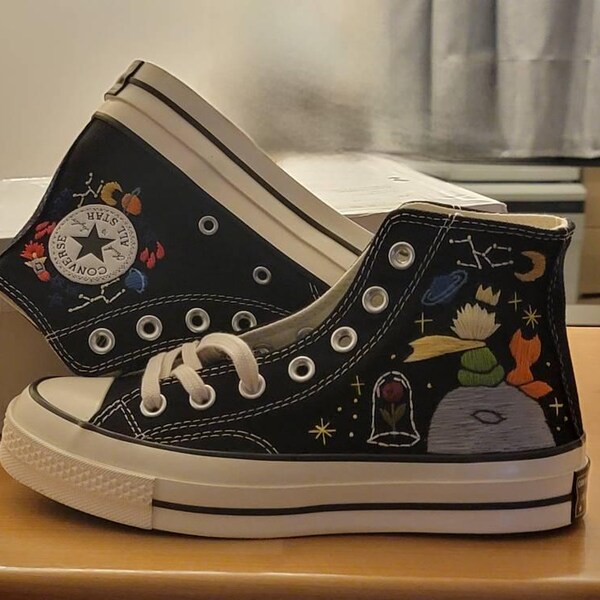 Ghost Garden Embroidered Converse, Custom Converse High Tops, Ghost ...