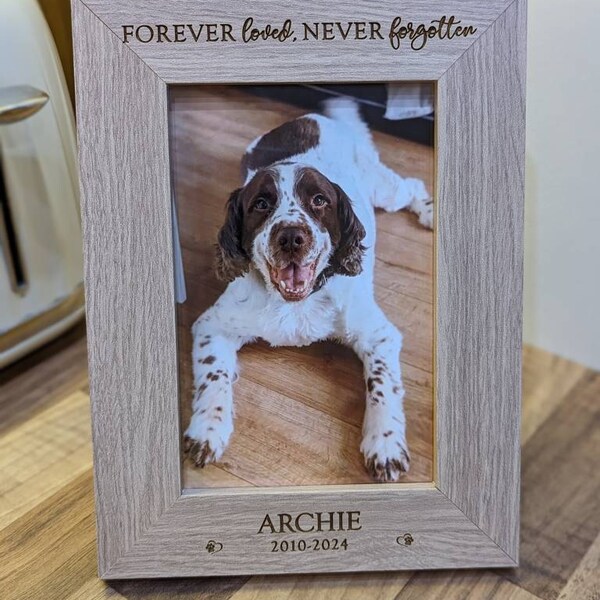Personalised Dog Memorial Photo Frame Keepsake Engraved Forever Loved ...