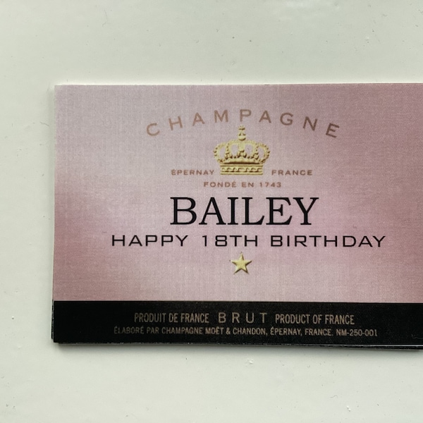 Personalised Moet and Chandon Imperial Rose Gold Bottle Label Happy ...