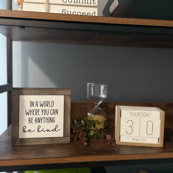 Be Kind Wood Sign, Kindness Decor, BE KIND Sign, Bookshelf Sign, Office ...