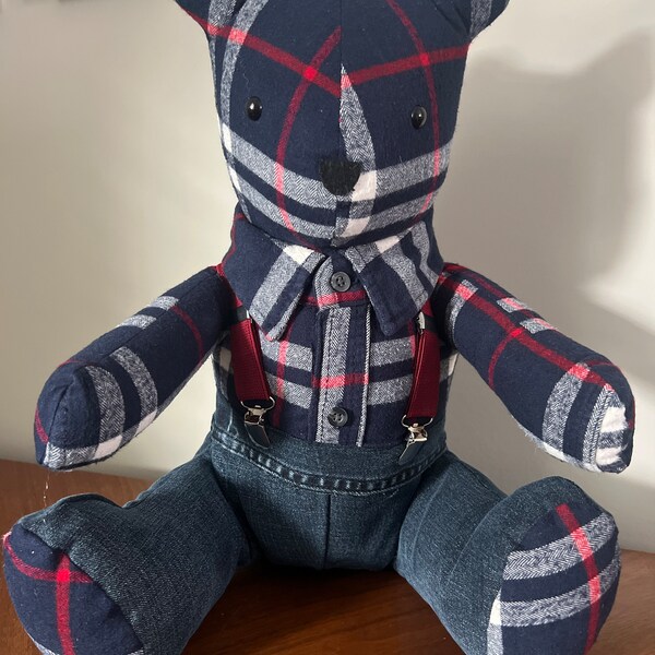 15” Suspender Style Memory Bear - Etsy